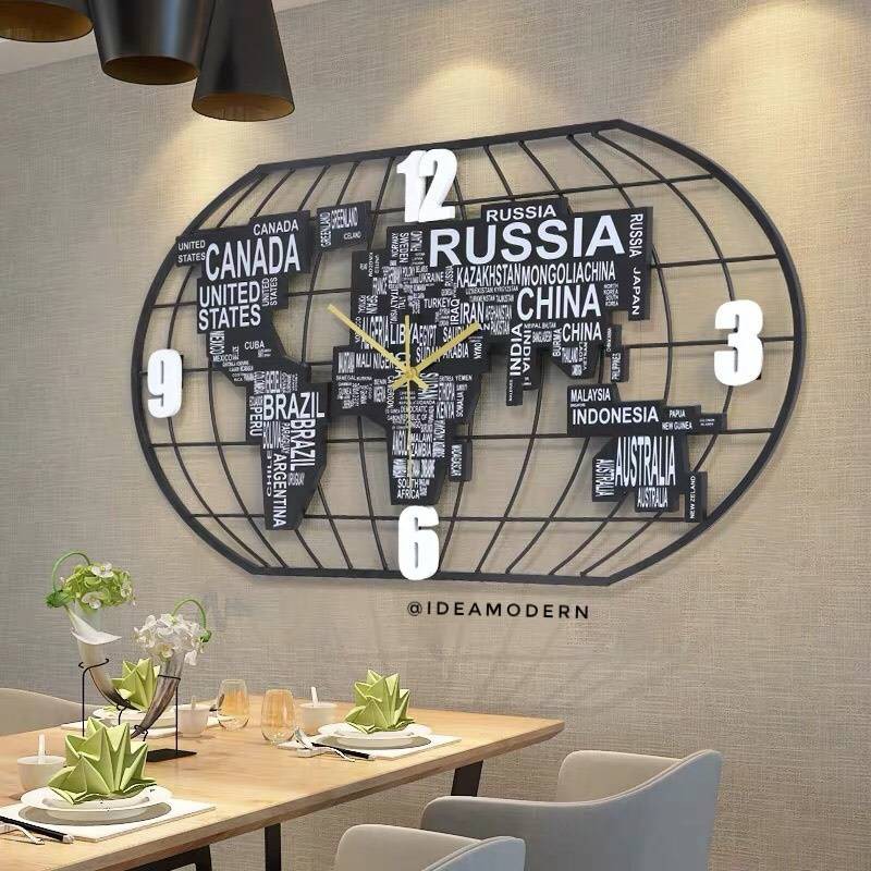 นาฬิกาแผนที่แขวนผนัง World Wide Clock แบบสำเร็จ ไม่ต้องประกอบ ...