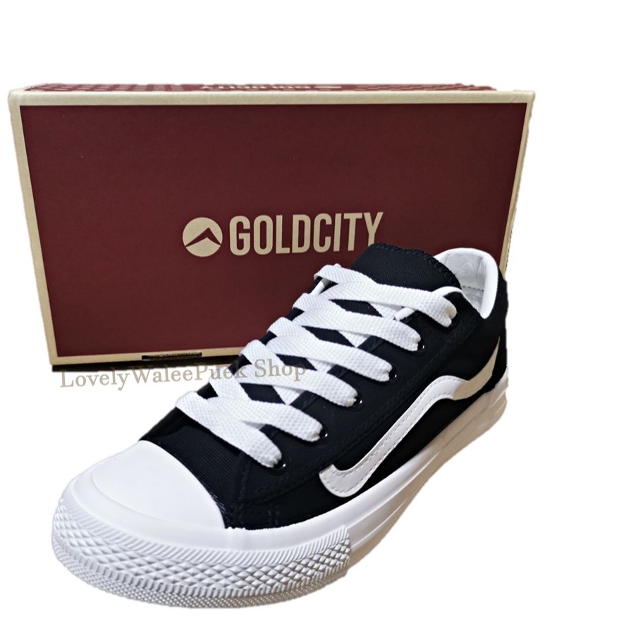 GoldCity No-502 WAVE︾ รองเท้าผ้าใบแฟชั่น ดำขาว-ครีมเขียว-ครีมแดง Size 37-45 | Shopee Thailand
