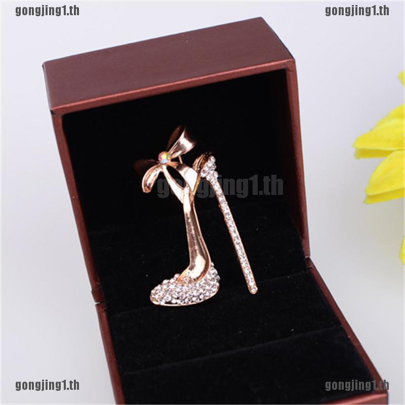 COD Gold plated High-heeled shoe Brooch Pin Stunning Crystals ...