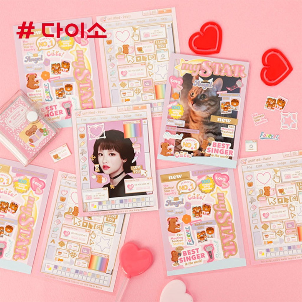 Daiso korea sticker สติ๊กเกอร์ เกาหลี ไดโซะ ตกแต่ง ไดอารี่ เฟรมการ์ด ...