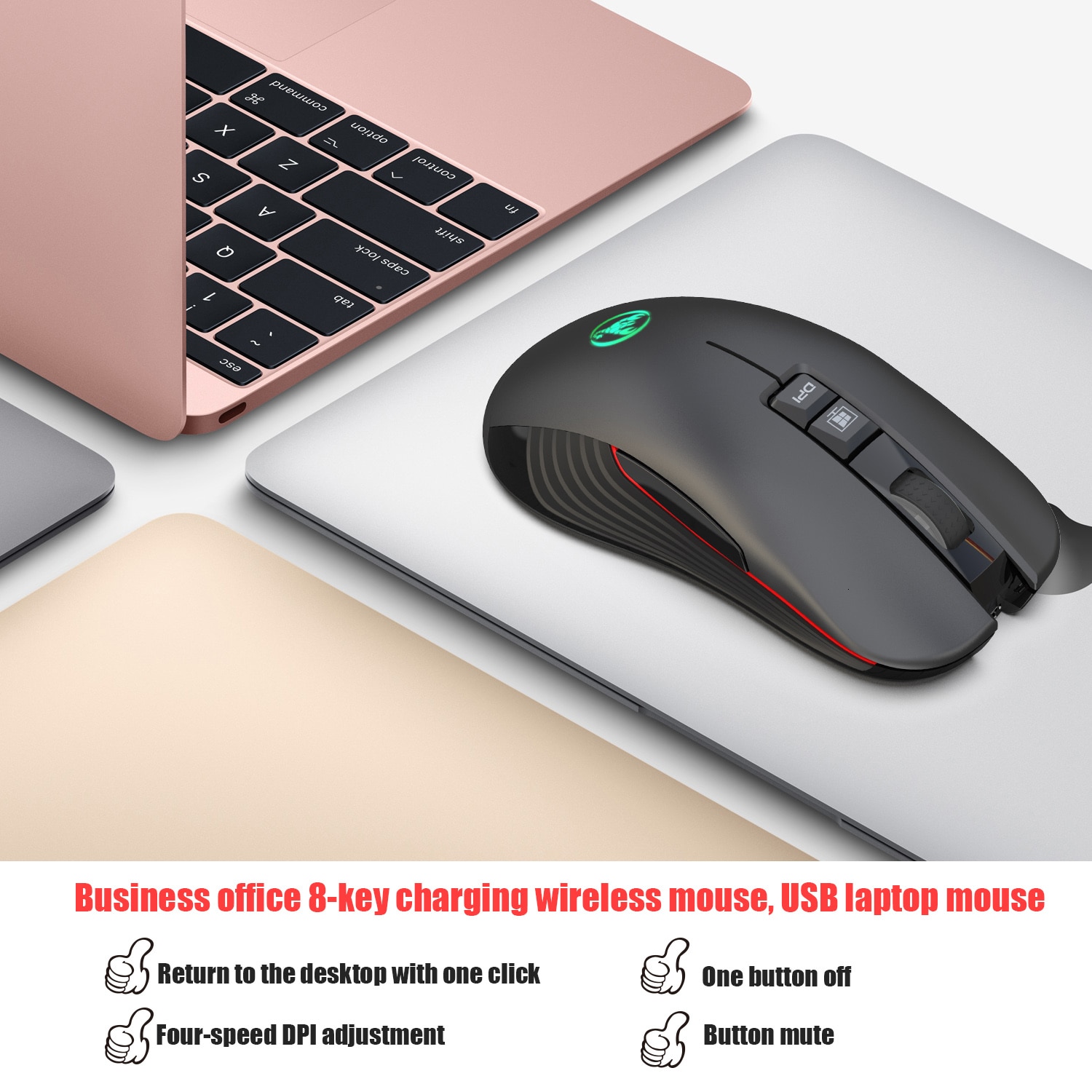 Jelly comb wireless mouse video game, 2.4 GHz, rechargeable, 3600dpi ...