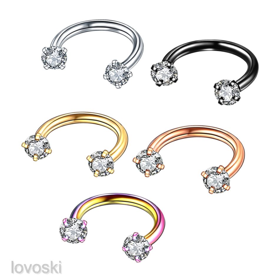5pcs CZ Circular Barbell Piercing Septum Lip Ear Tragus Studs 16g ...