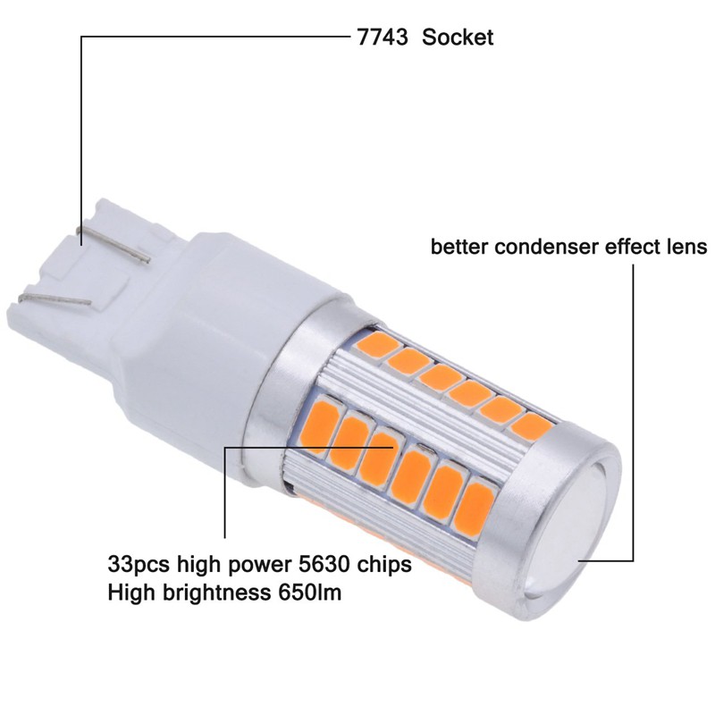 7443 T20 Led Bulbs Amber Yellow 900 Lumens Super Bright Turn Signals ...