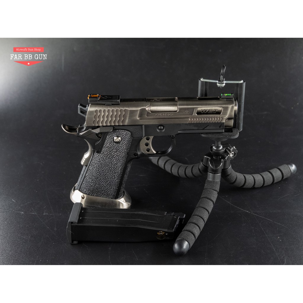 ของเล่น บีบี กัน WE HI-Capa 3.8 Custom (Semi-Auto) เฟรมดำ สไลด์เงิน ...
