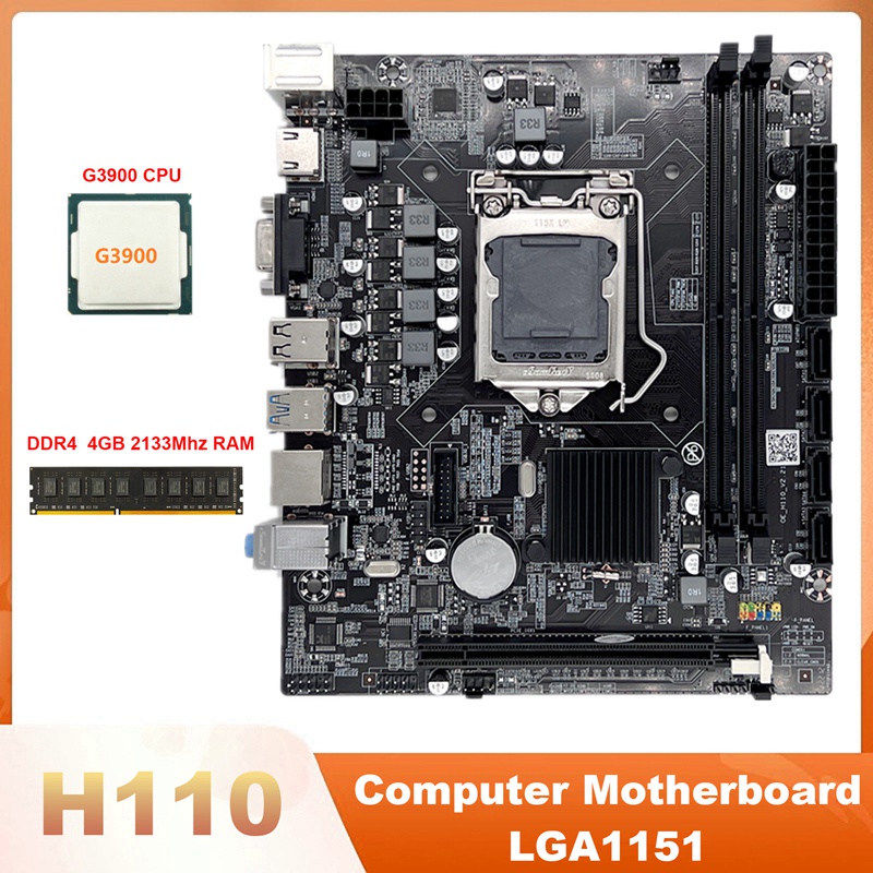 การ์ดคอมพิวเตอร์ H110 LGA1151 รองรับ Celeron G3900 G3930 Series CPU พร้อม G3900 CPUDDR4 4G ...