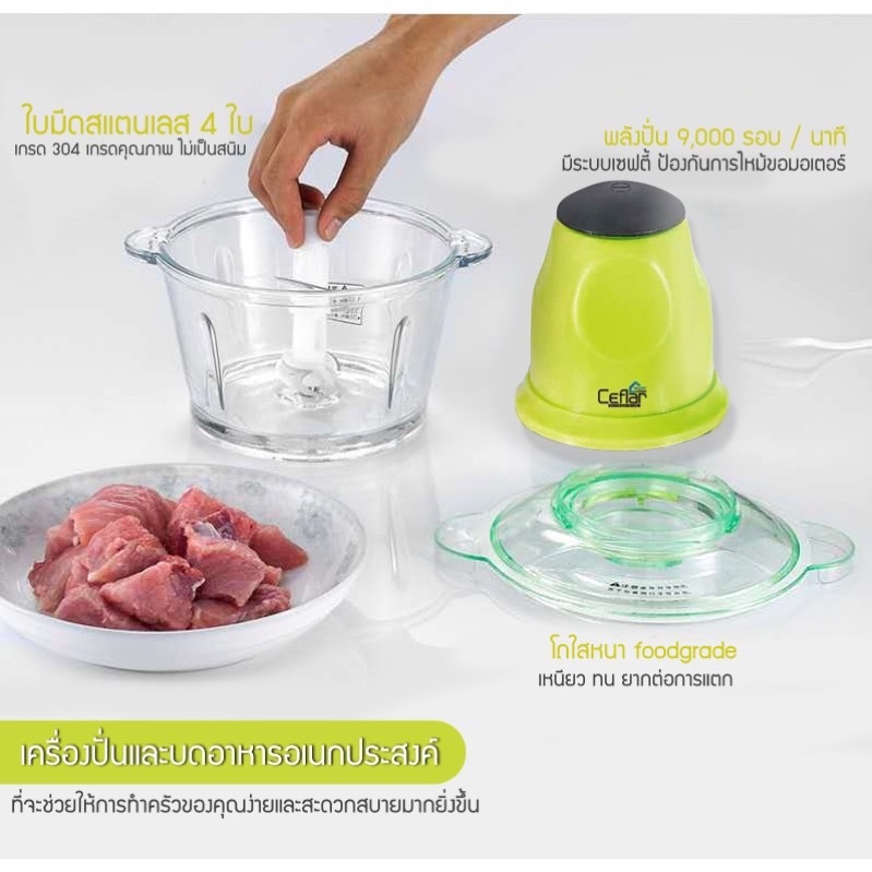 Ceflar เครื่องบดสับไฟฟ้าอเนกประสงค์ ขนาด 2 ลิตร รุ่น CSH-02 - secretb - ThaiPick