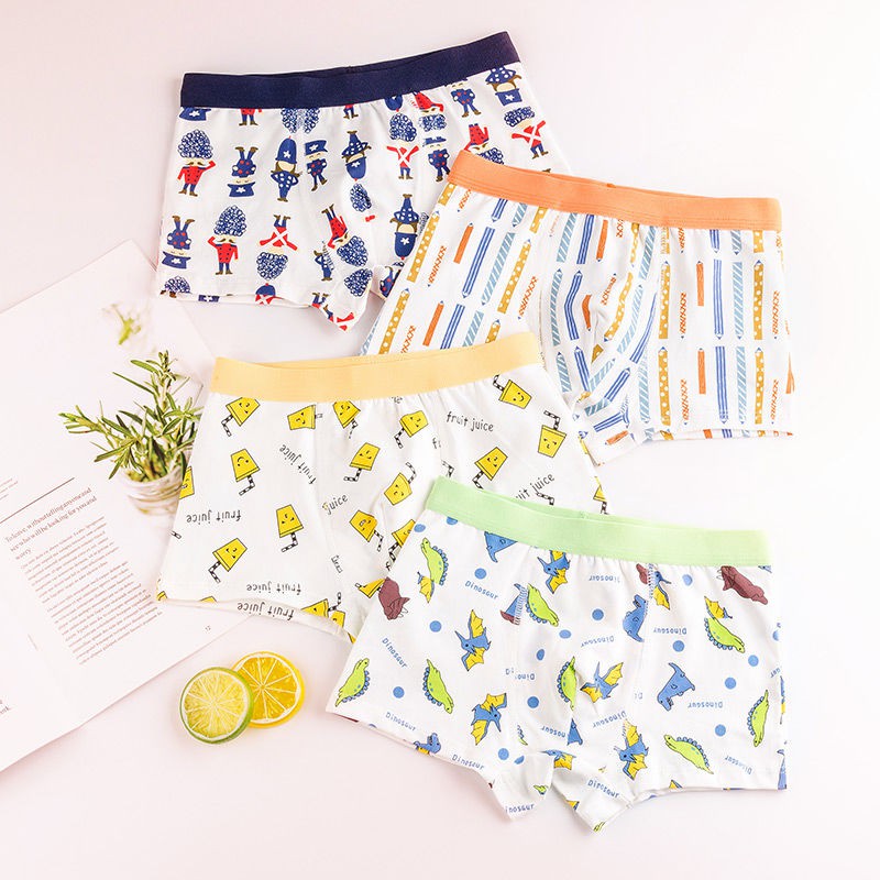 ชุดชั้นในกางเกงชั้นในบ็อกเซอร์ขาสั้นสําหรับเด็กผู้ชายผ้าฝ้าย - wubo02.th - ThaiPick