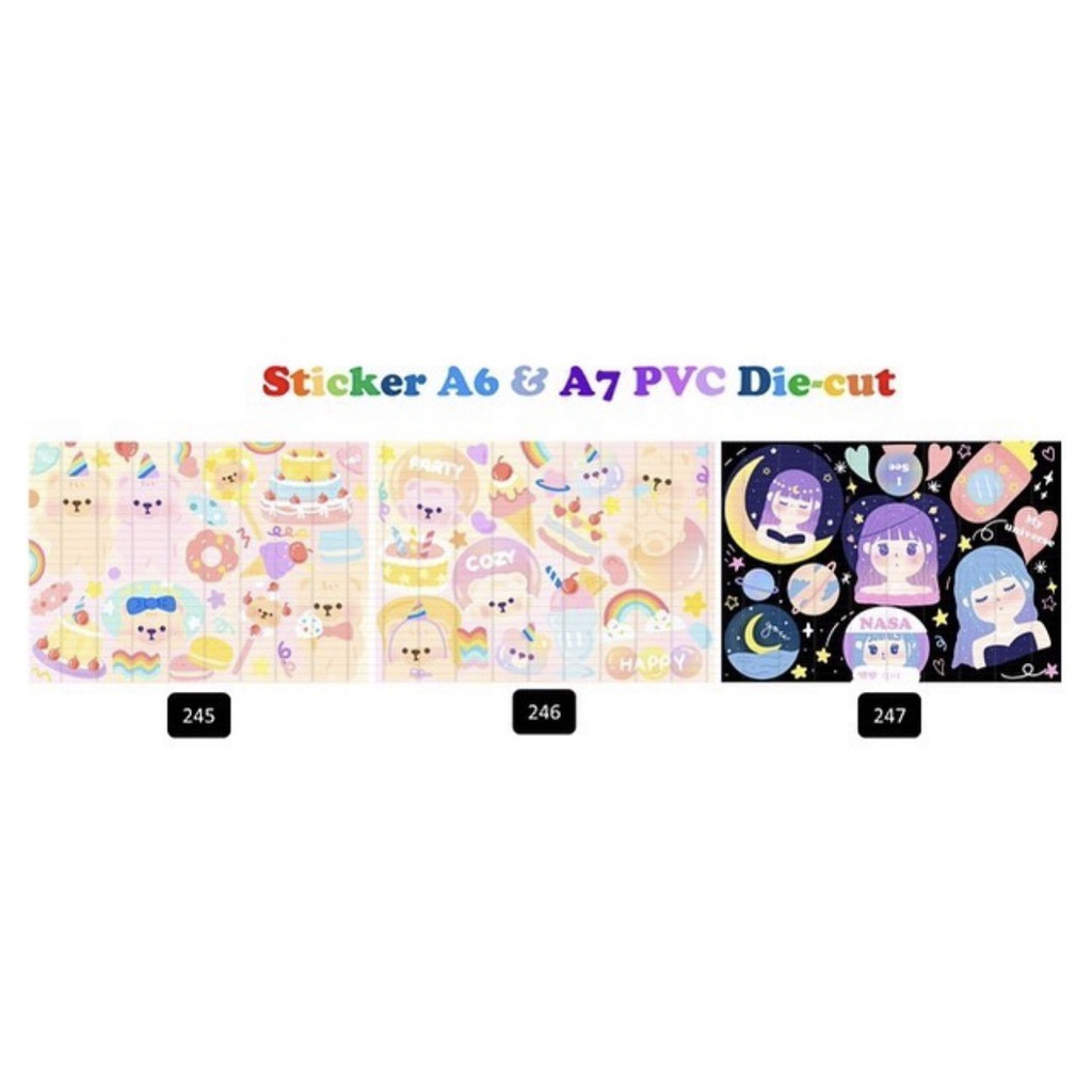 Sticker PVC A6 & A7 Die-Cut (ลอกแปะได้เลย) ลาย 245-249 - sticker.ontap ...