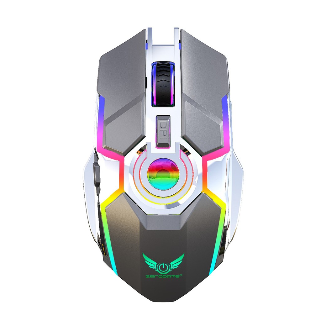 ZERODATE-T30 Wireless Mouse Rechargeable RGB Glow 2.4G Mouse Ergonomic ...