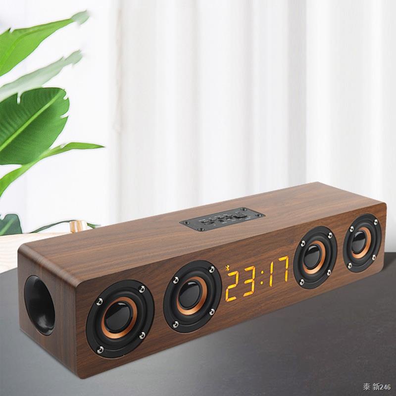 Hot Wooden Portable Clock Wireless Bluetooth Speaker Stereo PC TV ...
