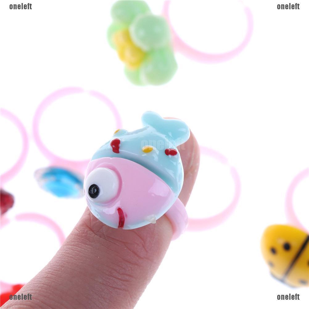 jak 10 Pcs Kids Cartoon Rings toy Plastic Children Kids Animal Flowers ...