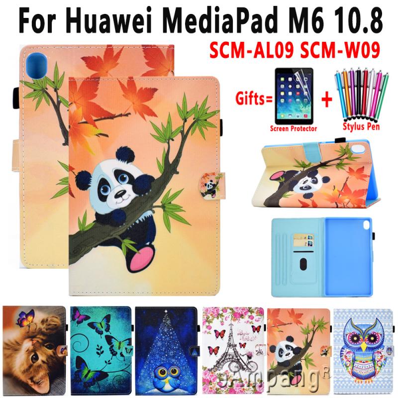 การ์ตูนแมวเคสสำหรับ Huawei MediaPad M6 10.8 SCM-AL09 SCM-W09 ปกสมาร์ท ...
