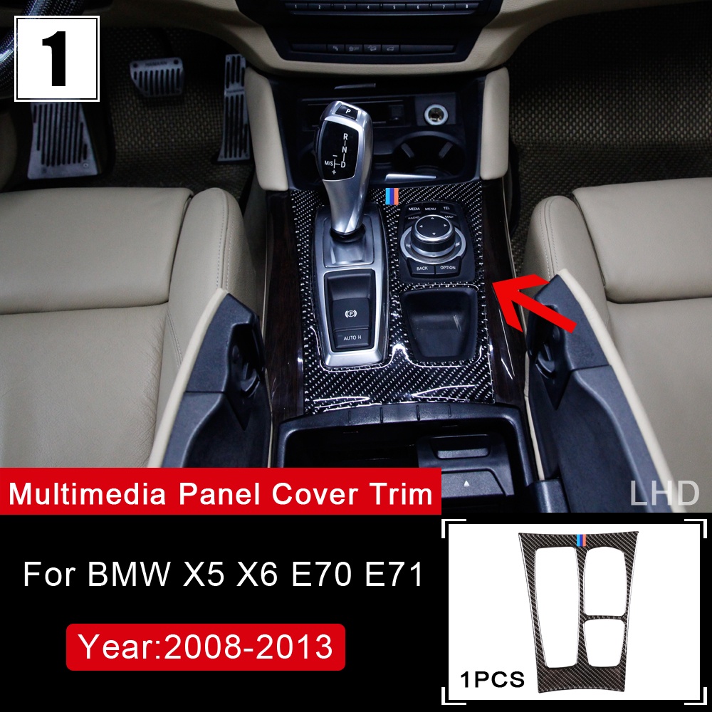 For BMW X5 X6 E70 E71 Real Carbon Fiber Car Interior Center Console CD ...