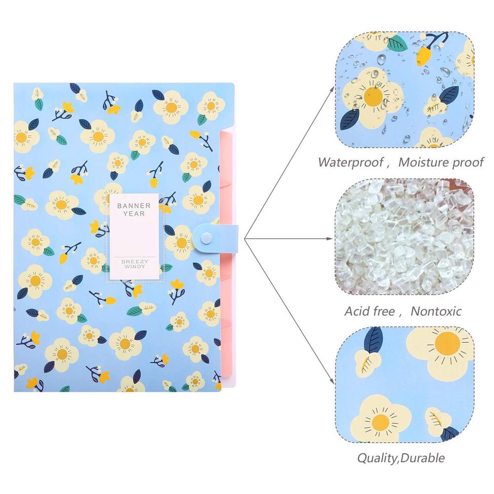 QUILLAN Multi-Function File Folder School Supplies Floral File Folders ...