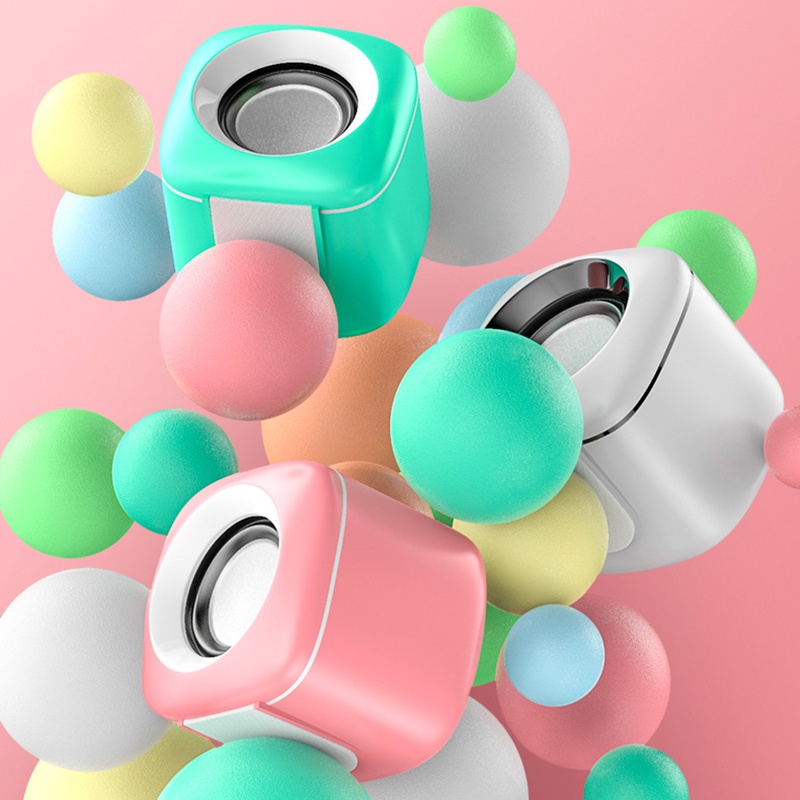 ลำโพงคอมพิวเตอร์ USB Wired Computer Speakers Pink Green Bass Mini ...