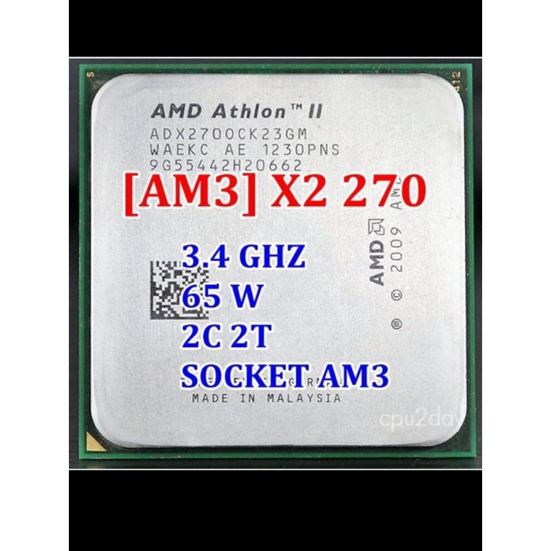 CPU AMD Athlon II X2 270 3.4 ghz 2คอร์ 2 เทรด (สำหรับ Socket AM3 ...
