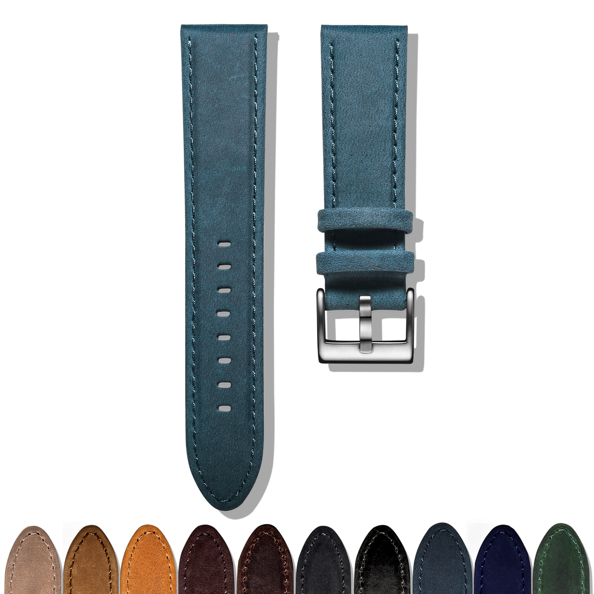 Men's or women's light blue leather strap, spare handmade, size 16mm ...