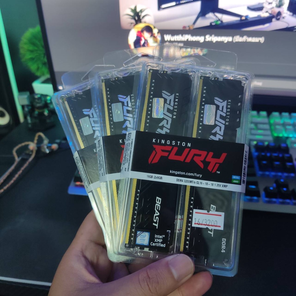 RAM KINGSTON HyperX FURY BLACK BEAST 16GB (8GBx2) DDR43200 ของใหม่ มือ 1 (ประกันตลอดชีพ ...