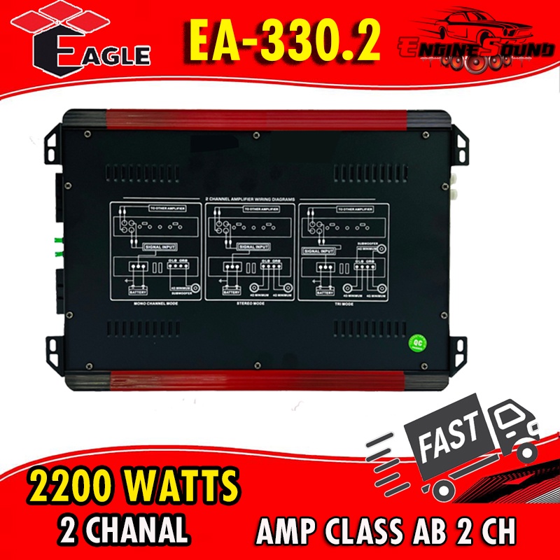 เพาเวอร์แอมป์ CLASS AB 2CH. 2200วัตต์เต็ม EAGLE EA-330.2รับประกัน 1 ปี ขับลำโพงซับ 1012นิ้ว ...