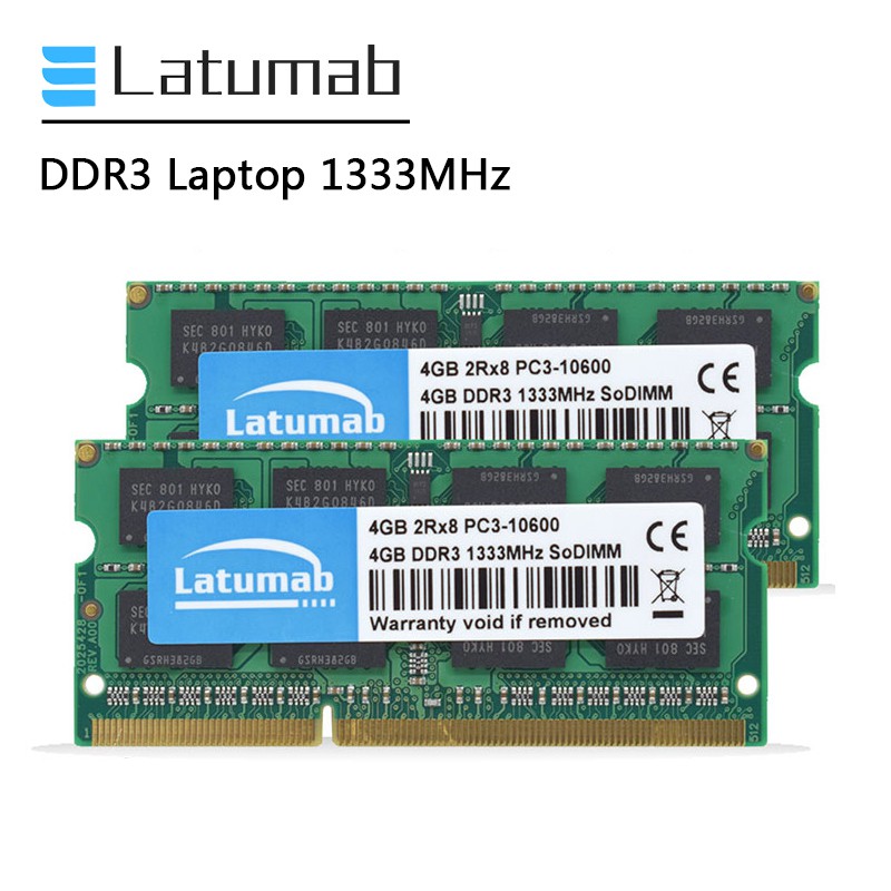 Latumab DDR3 RAM 4GB 8GB 1333MHz Laptop Memory PC3-10600 204Pins SODIMM ...