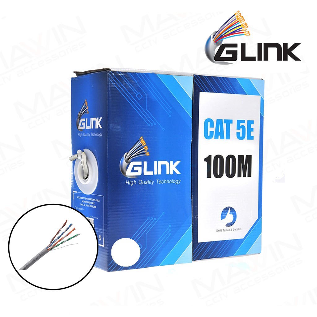 สายแลนLAN 100 เมตร UTP LAN CABLE CAT5e OUTDOOR BOX 100M GLINK ...