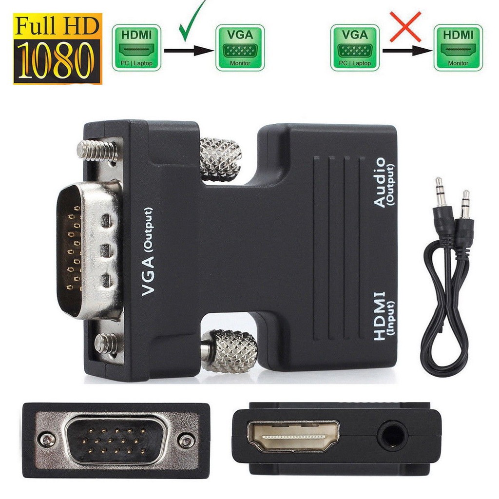 HDMI Female to VGA Male ConverterAudio Adapter Support 1080P Signal ...
