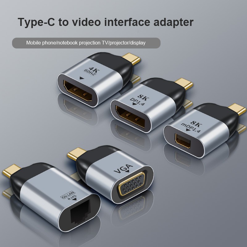 2021 TyeC To Vga/D/RJ45/mini D HD Video Converter 4K 60Hz For MacBook ...