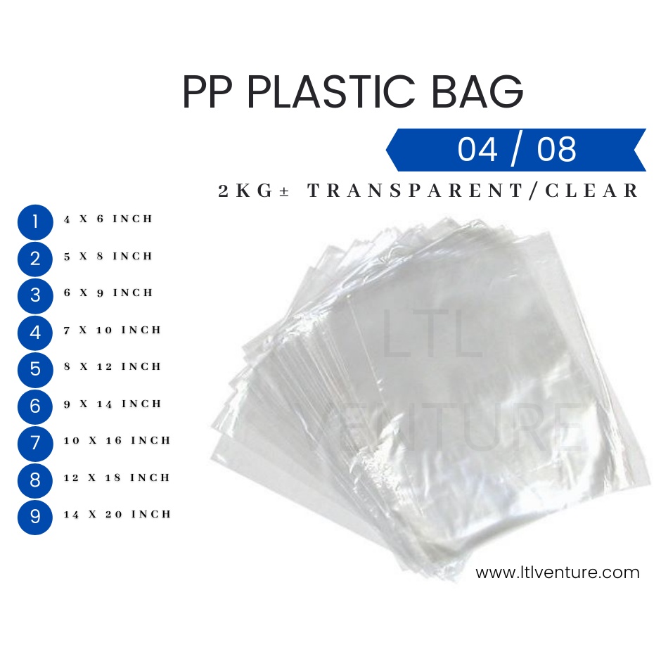PP 04/08 2KG Plastic Bag Transparent Plastik Clear Bakery/Food/Screws ...