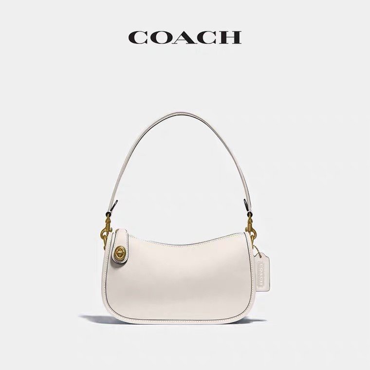 Coach coach new cowhide blue brown black white swinger handbag underarm ...