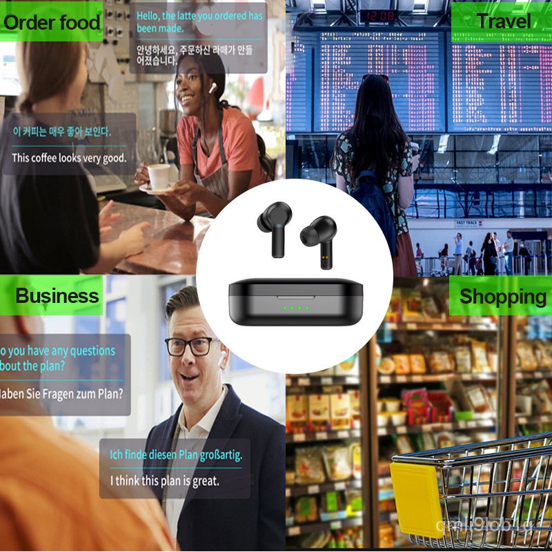 80 Languages TWS Bluetooth Headset Translator Translation Headset ...