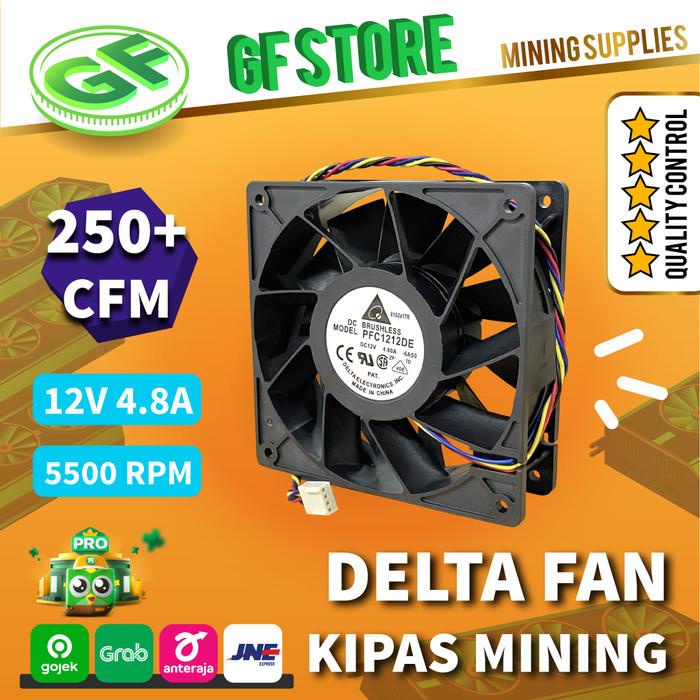 พัดลม พัดลมระบายความร้อน 12V 4.8A 5500Rpm 250 Cfm 12 ซม. สําหรับขุด ...