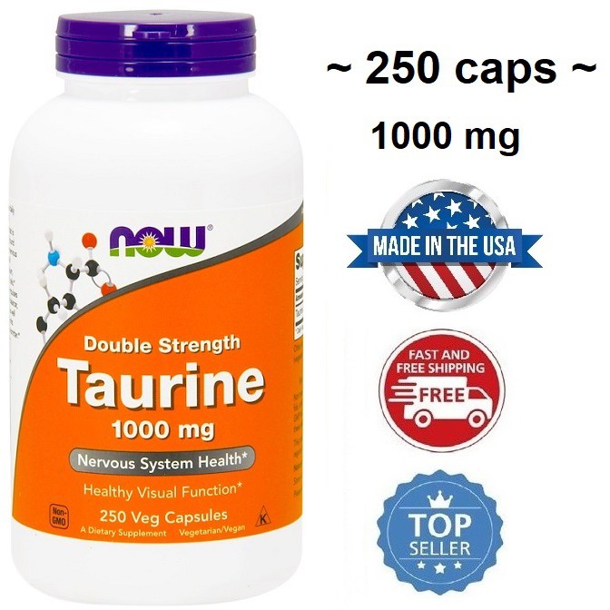 NOW Foods Taurine Double Strength 1000 mg. 250 Capsules - leafvitamins ...