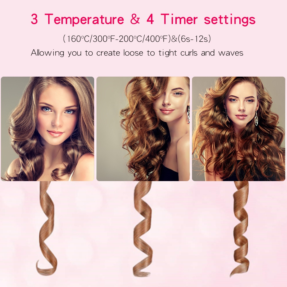 BCordless Hair Curler Automatic Curling Iron with LCD Digital 5200mAh ...