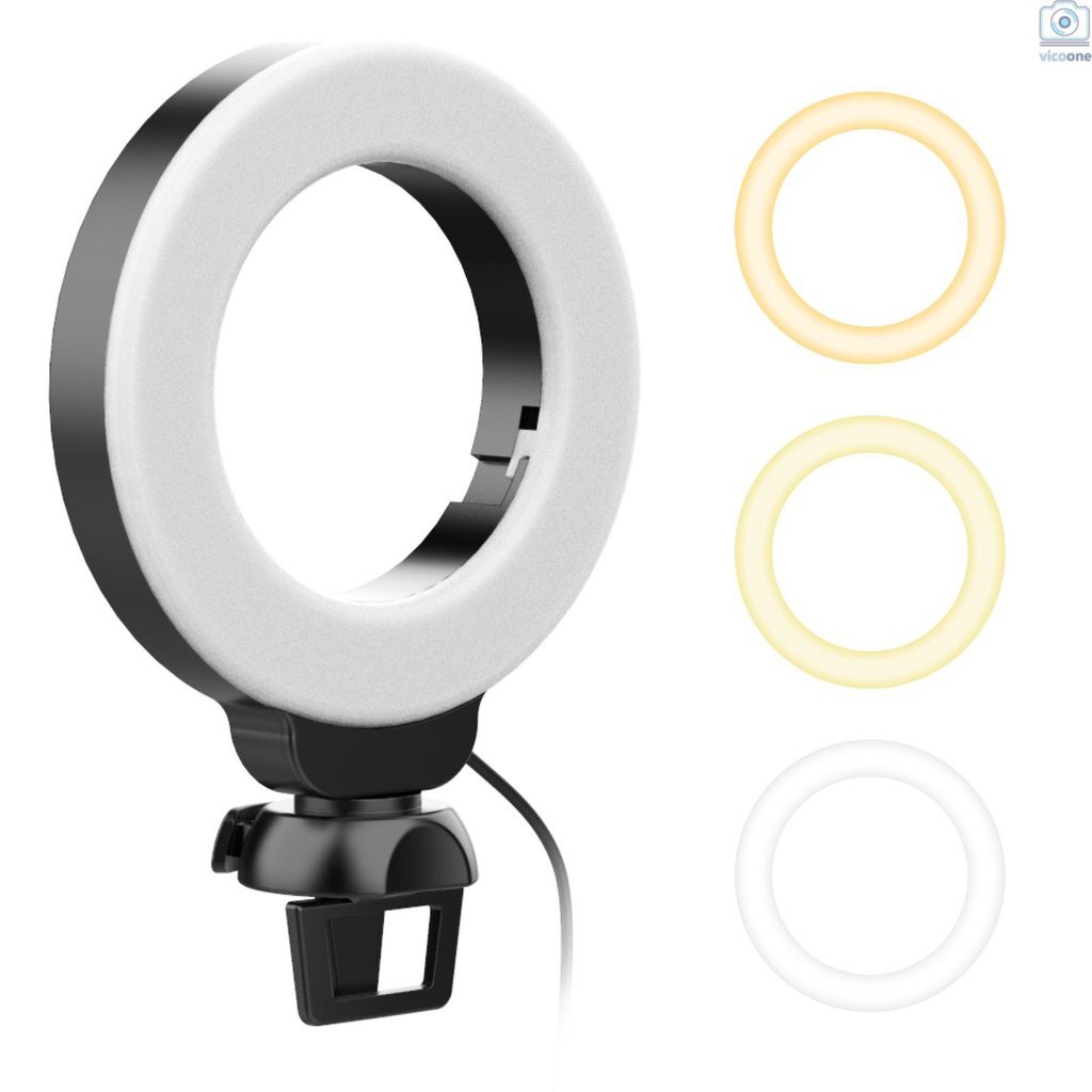 VIJIM CL06 Mini 4 Inch LED Ring Light Clip-on Laptop Video Conference ...