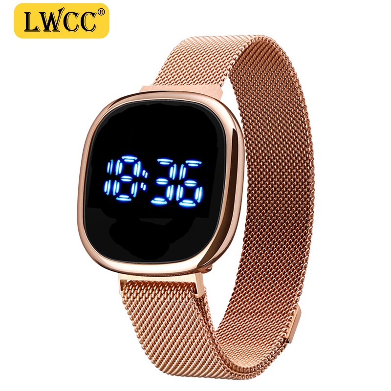 LWCC 8119 นาฬิกาข้อมือผู้หญิง หน้าปัดแบบเหลี่ยม หน้าปัด Led หัวเข็มขัด ...