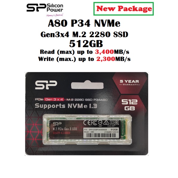 SSD SP A80 Super-fast PCIe NVMe Gen3x4 P34A80 256GB 512GB และ 1TB 2TB ...