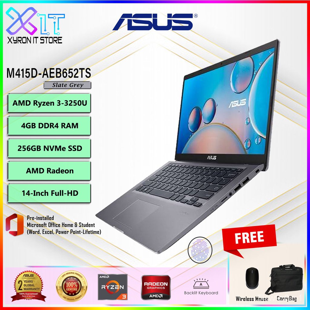 Asus M415D-AEB652TS AEB828TS (AMD Ryzen 34GB RAM256GB SSD14 Full-HD Win ...