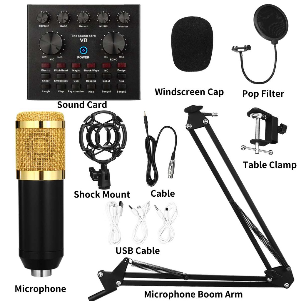 BBM 800 Karaoke Microphone BM800 Studio Condenser Mikrofon Mic bm-800 For KTV Radio Braodcasting ...
