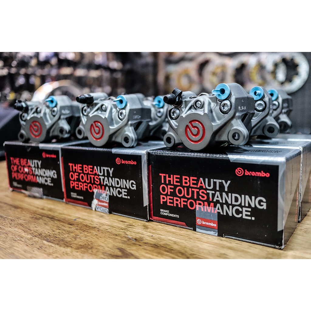 BREMBO 2POT (ปักข้าง) เทาโลโก้แดง รับประกันของแท้ ติดตั้งได้กับรถทุก ...