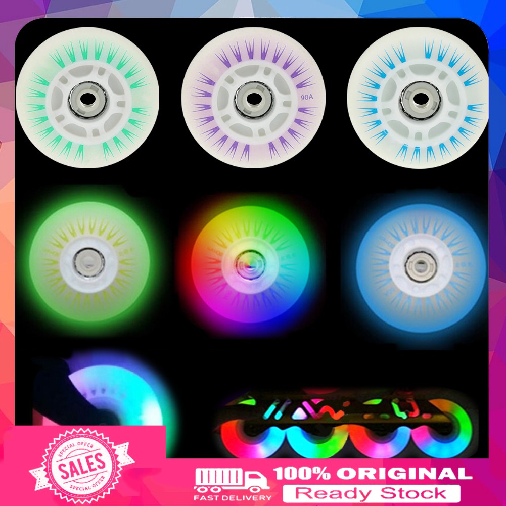 WJ 4Pcs 76/80mm Skating LED Luminous Flashing Inline Roller Skates ...