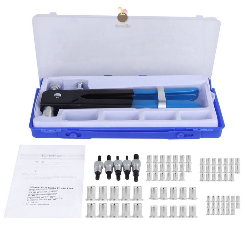 86PcsSet Blind Rivet Nut Threaded Insert Riveter Mandrels Hand Tools ...