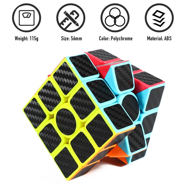 Z-Cube 3x3 Speed Cube Carbon Fiber Sticker Smooth Magic Cube Puzzle ...