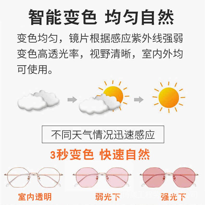 Photochromic Color-Changing Glasses Flat Sunglasses Anti-Ultraviolet ...
