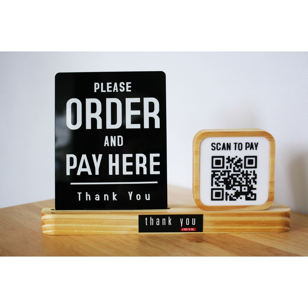 ป้ายตั้งโต๊ะ ไซส์ A5A4 ป้ายตั้งมินิ 2 ด้าน ป้าย Please order pay here pick up signage ป้ายคาเฟ่ ...