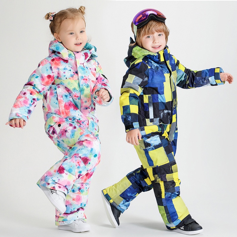 Waterproof Baby Boy Girl One Piece Snowsuit Thick Warm Kids Ski Jumpsuit Outdoor Sport Children ...