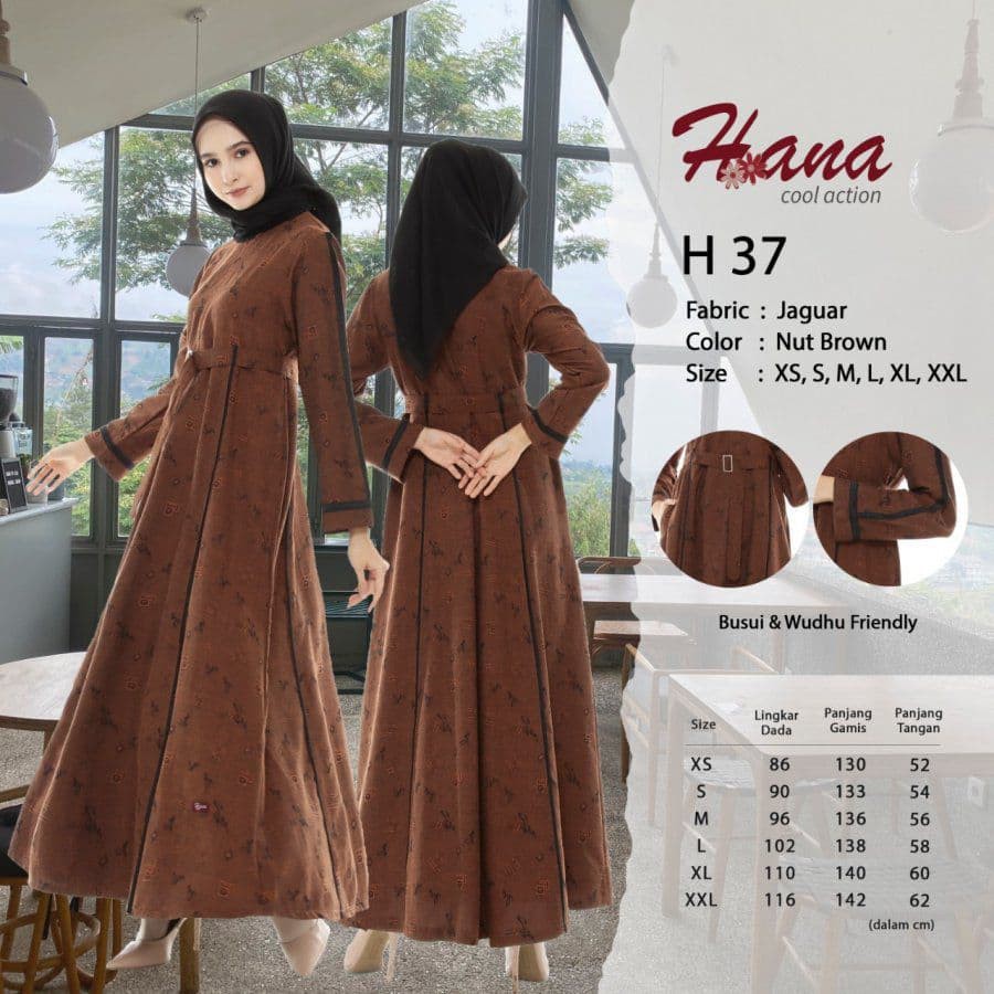 Gamis HANA 37 TOSCA MAROON ชุดเสื้อผ้าสําหรับสตรีชาวมุสลิมสีน้ําตาล ...