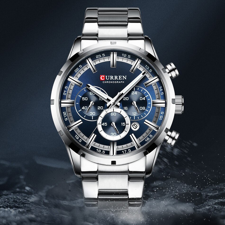 CURREN ใหม่แฟชั่นบุรุษนาฬิกาที่มีสแตนเลสยอดนิยมแบรนด์หรูนาฬิกาควอทซ์โคร ...