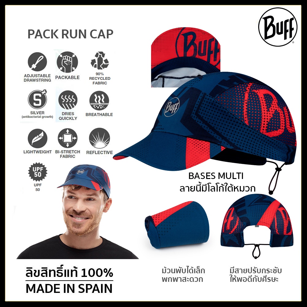 Buff Pack Speed Cap Size SM หมวกวิ่งบัฟ ใส่สบาย ระบายอากาศดี ลิขสิทธิ์ของแท้ 100 - tankstoreshop ...
