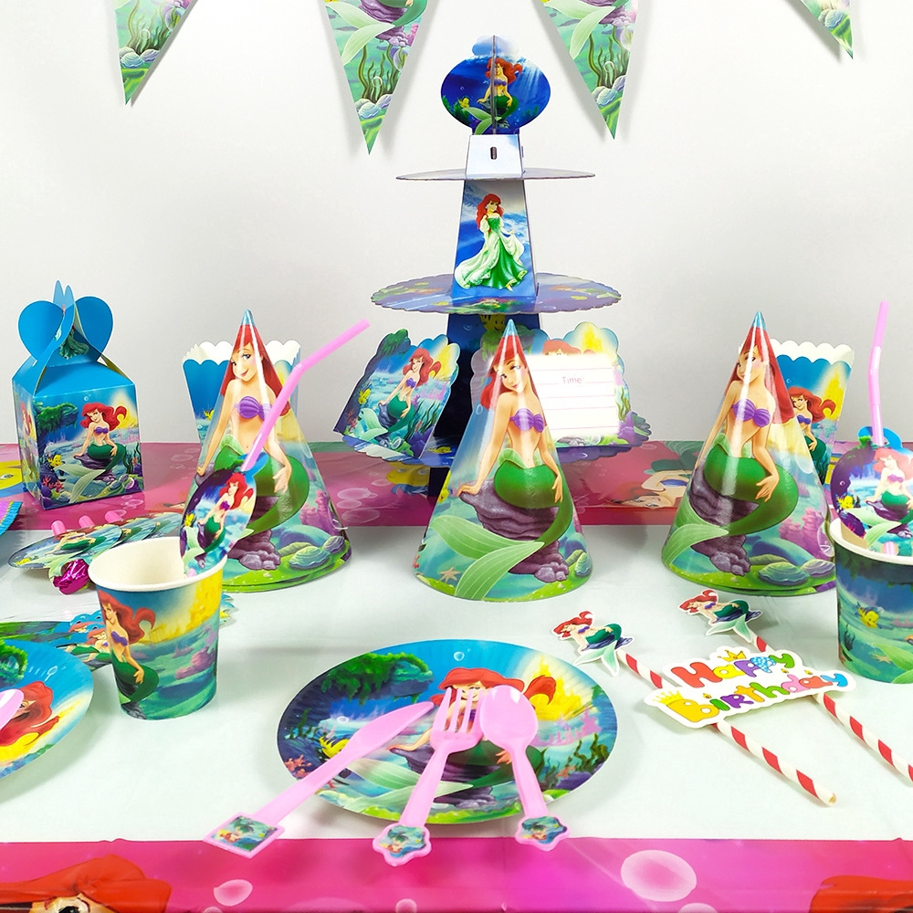 Mermaid Princess cutlery theme birthday party decoration set birthday ...