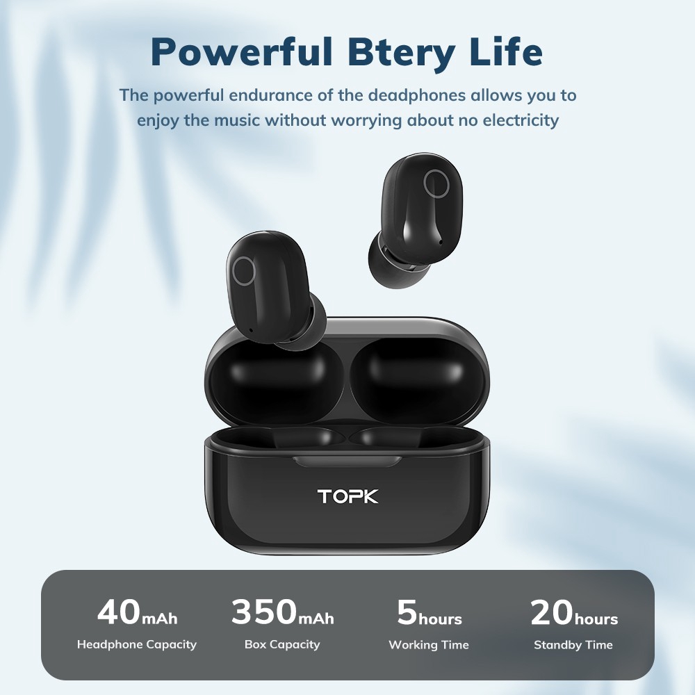 TOPK T12 Mini Wireless Bluetooth Earphone Stereo Surround Built-in Mic ...